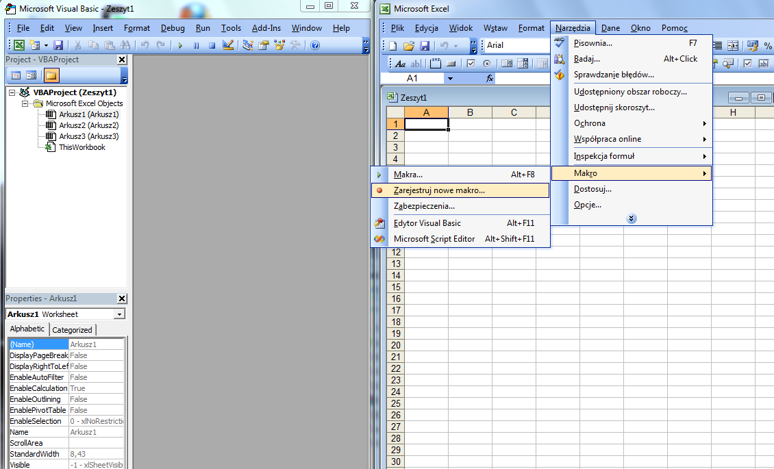 Excel porady Makra VBA: Rejestrowanie makra