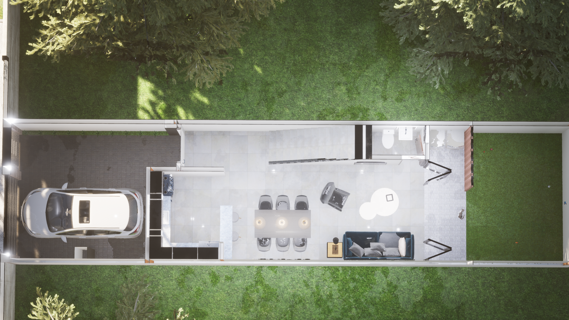 PLANO DE CASA DE 5 X 20 ESTILO MODERNO