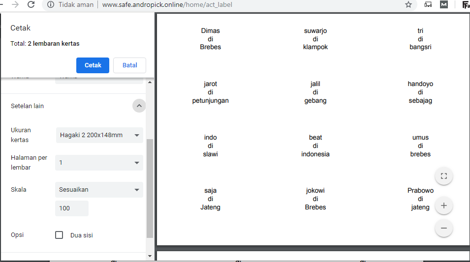 cara membuat print label csv to pdf dengan aplikasi label