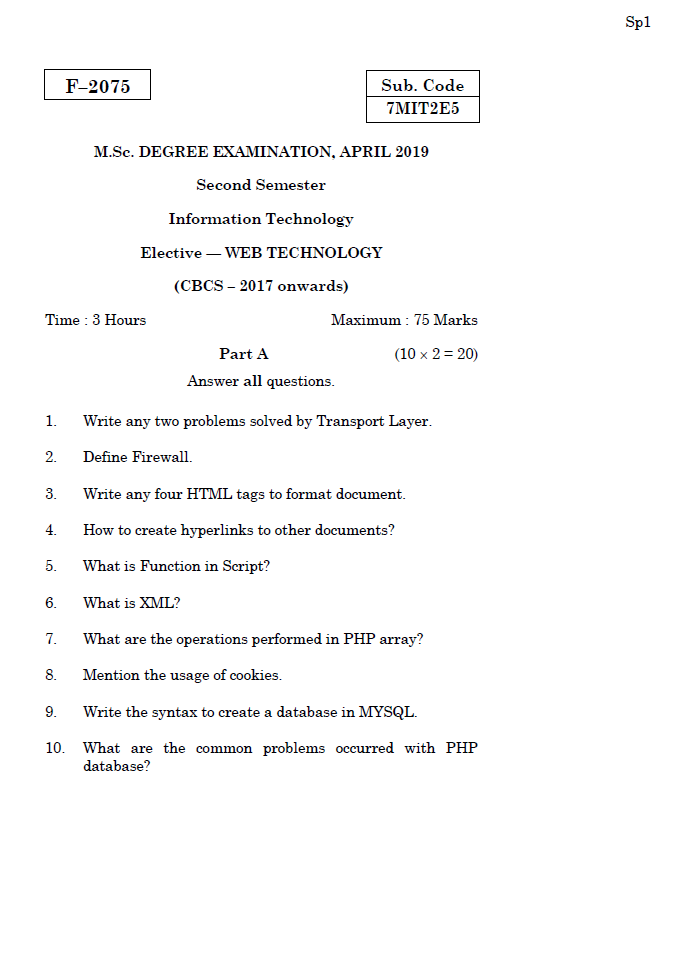 Alagappa University M.Sc.,(IT)- Elective — WEB TECHNOLOGY APRIL 2019 ...