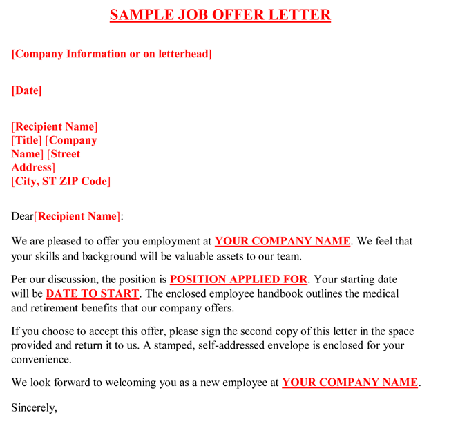 Job Offer Letter Template Doc ~ Resume Letter