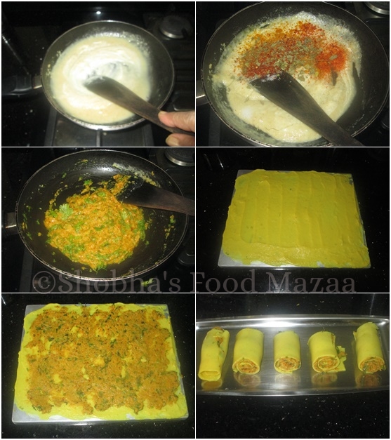 Shobha's Food Mazaa: STUFFED KHANDVI