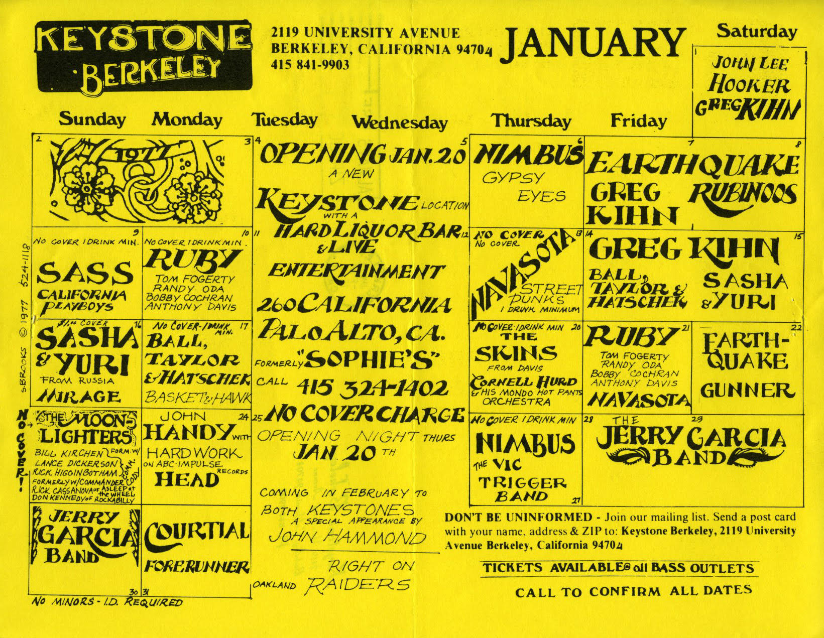 Rock Prosopography 101: The Keystone, Palo Alto, 260 South California ...