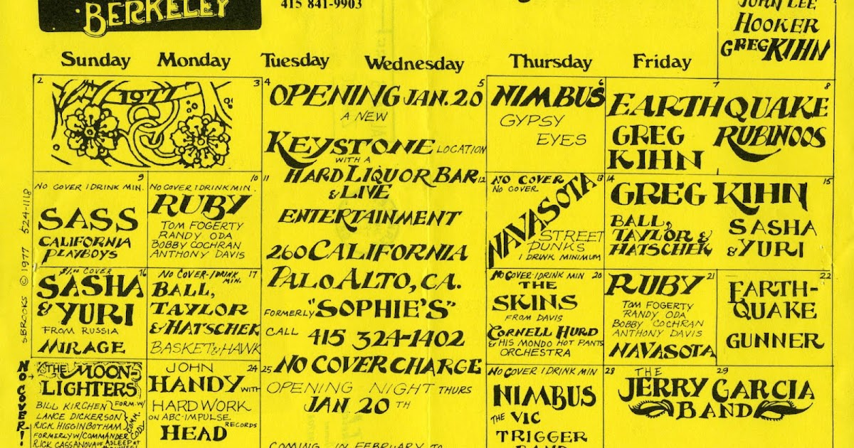 Rock Prosopography 101: The Keystone, Palo Alto, 260 South California ...