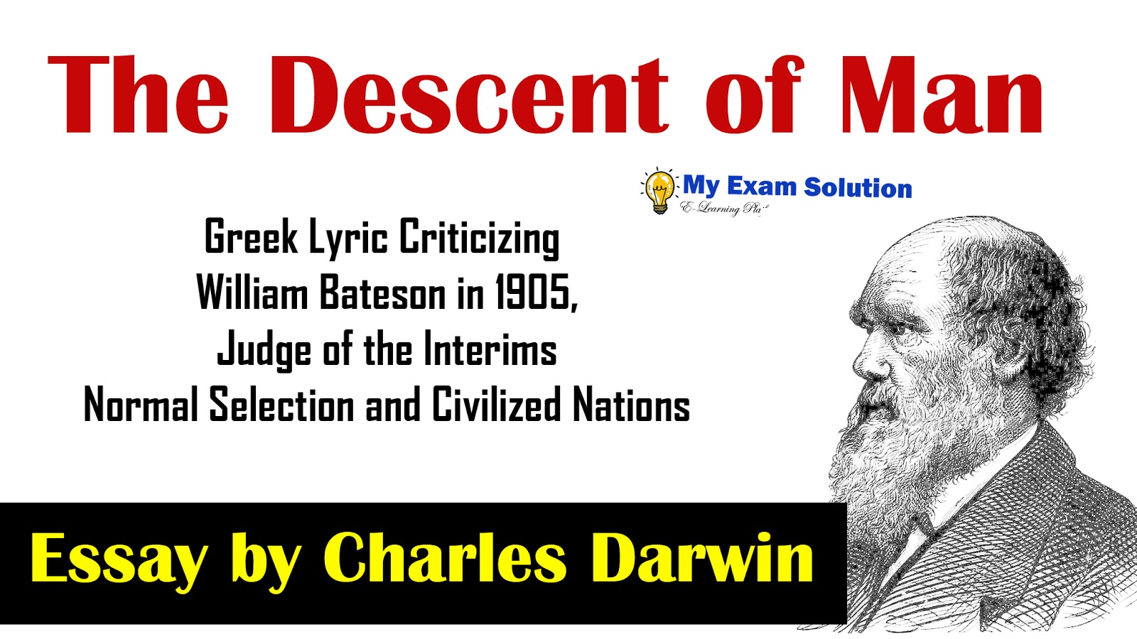 The Descent of Man by Charles Darwin - My Exam Solution