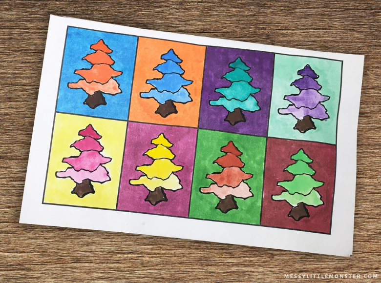 Christmas Tree Pop Art Project for Kids - Messy Little Monster
