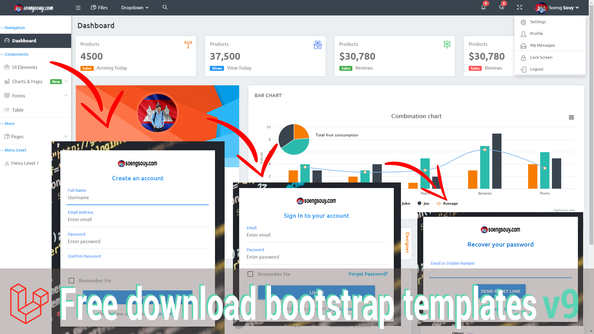 Admin dashboard in Laravel | Sign up and Sign in V9