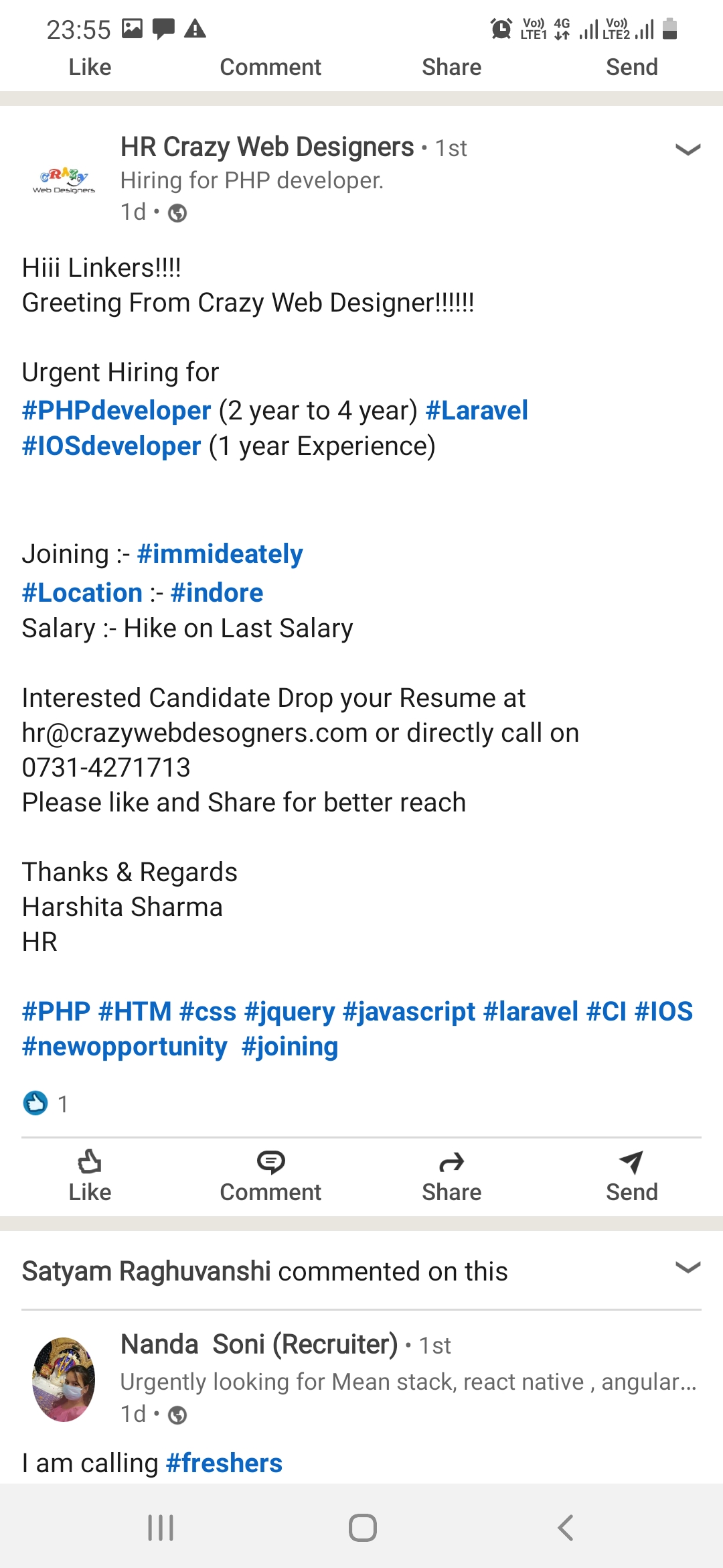 Job alert for Developer, QA, REACT, ANGULAR, ROR, ETC