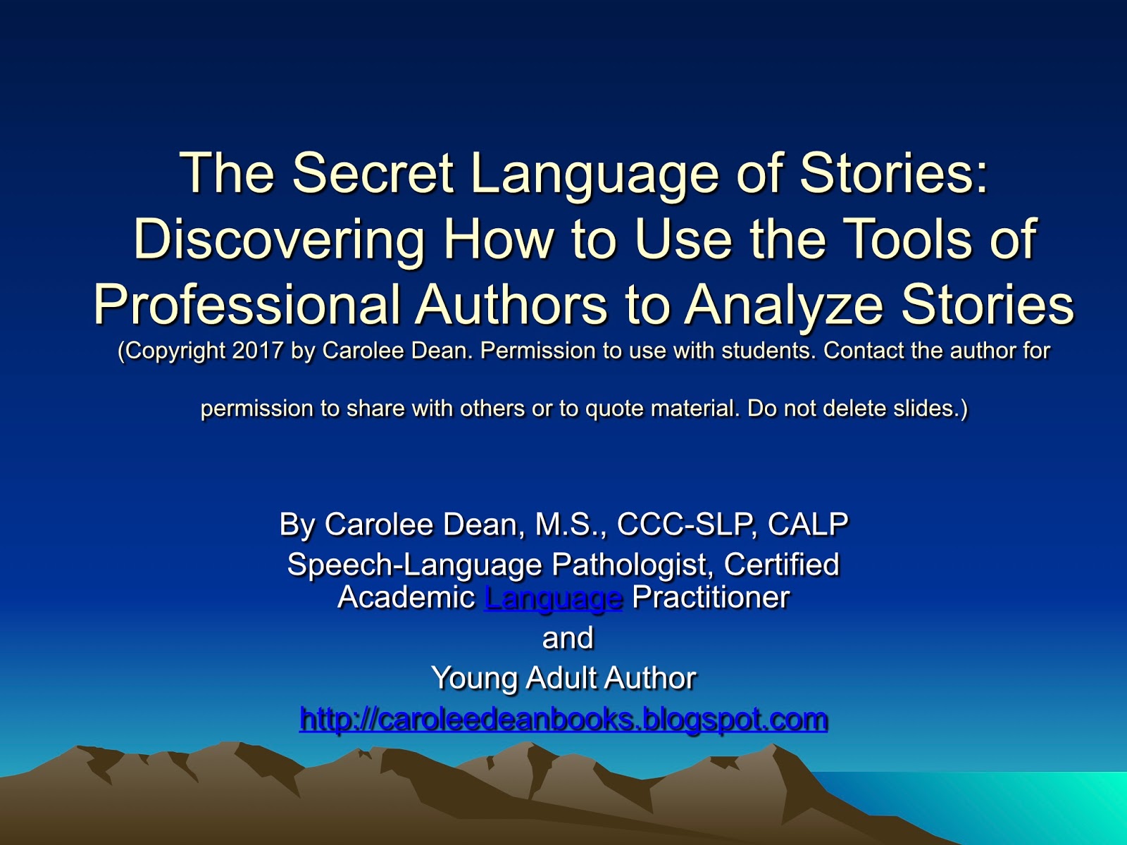 Carolee Dean Books: The Secret Language of Stories
