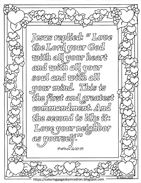 Coloring Pages for Kids by Mr. Adron: Free Printable Matthew 22:37-39 ...