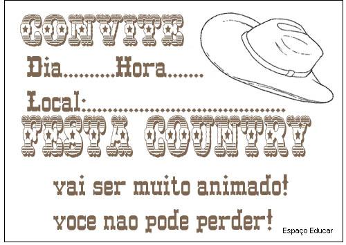 Convites para Festa Country!-ESPAÇO EDUCAR