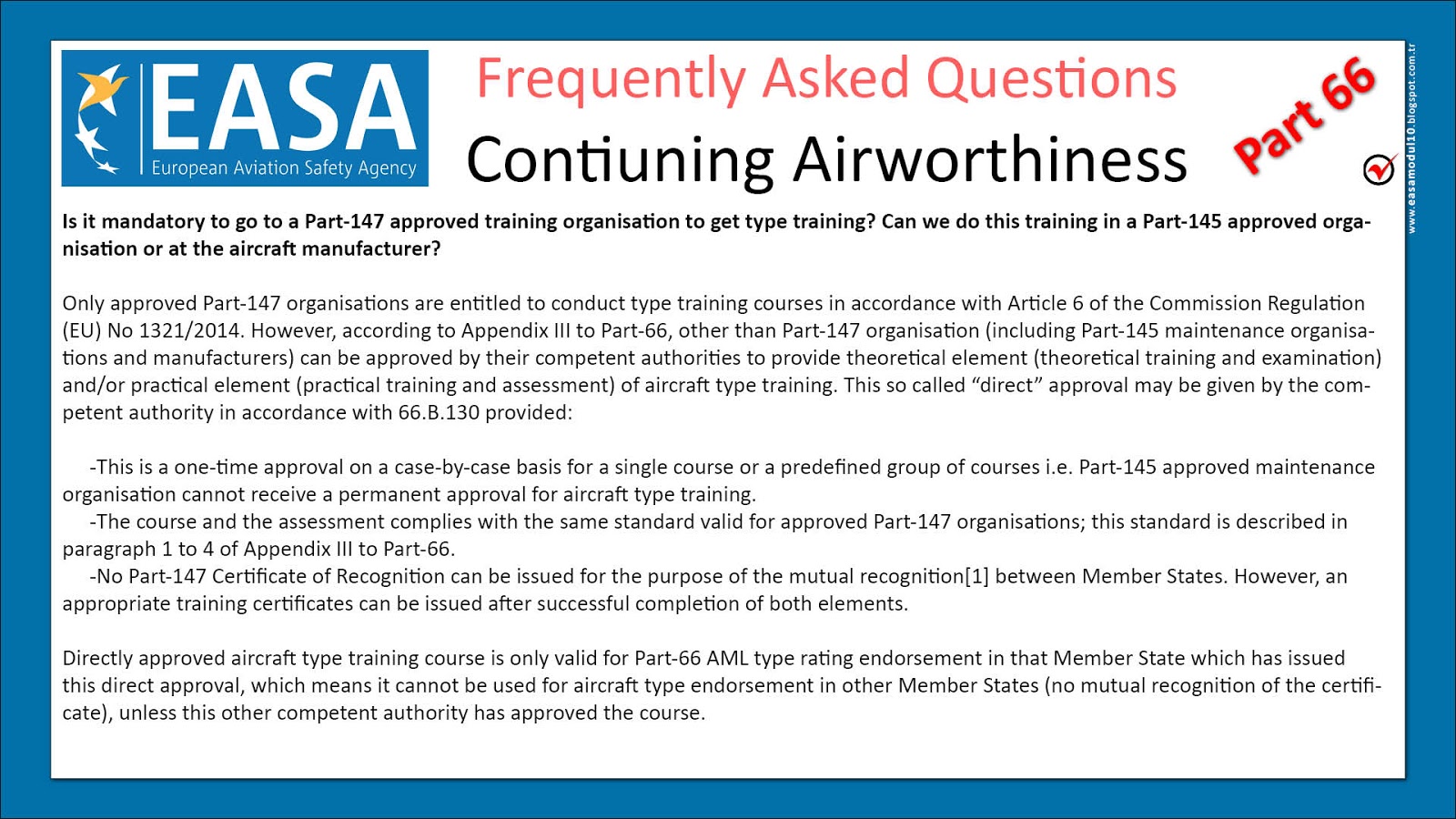 Aviation Legislation: EASA Part 66 Frequently Asked Questions