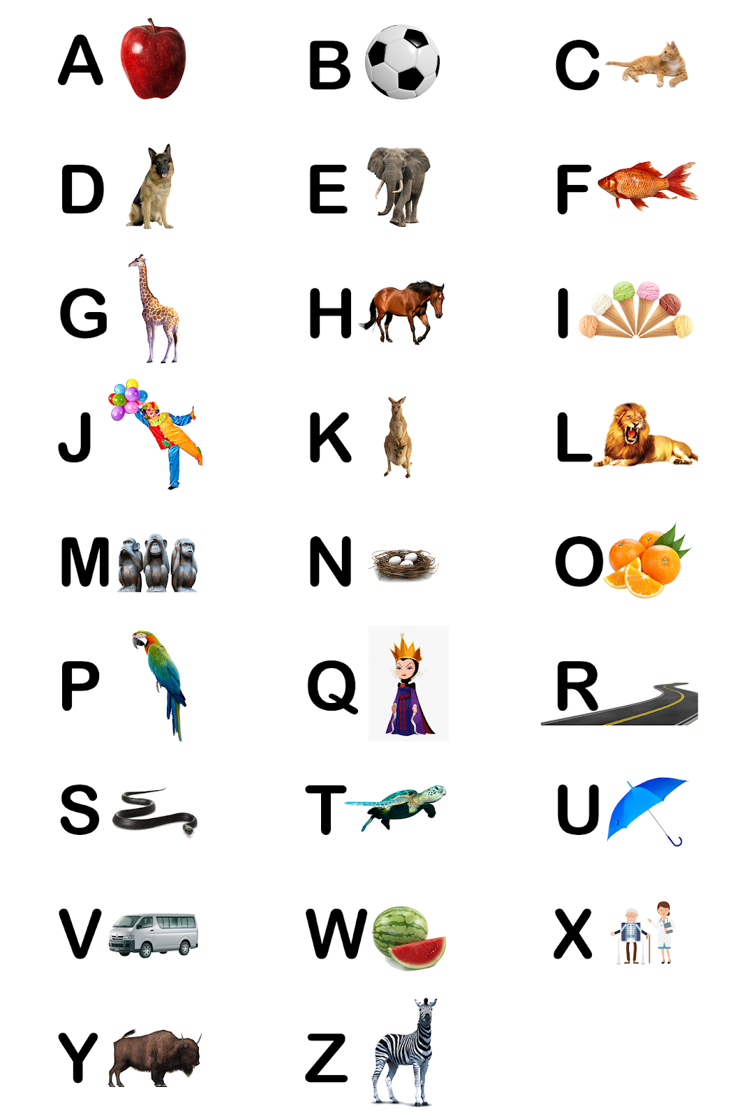 ABCD Alphabets- Pre-school with Pictures