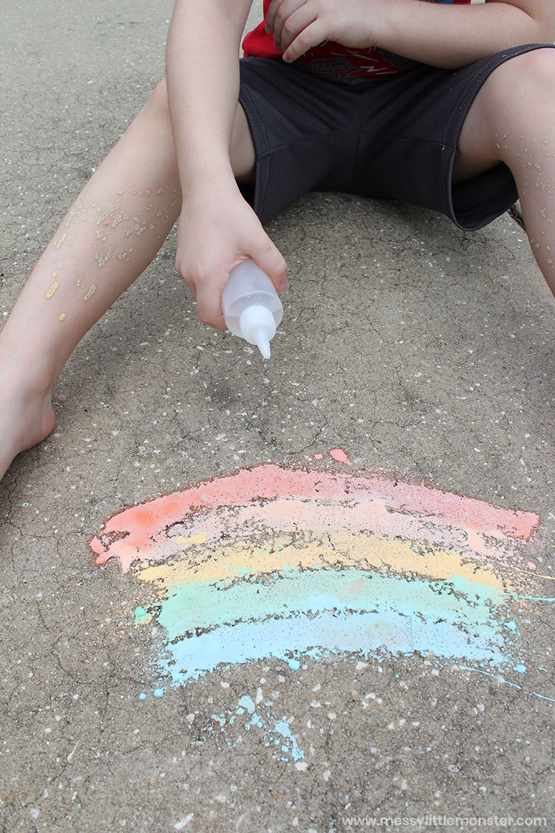 Homemade fizzy sidewalk chalk paint - Messy Little Monster