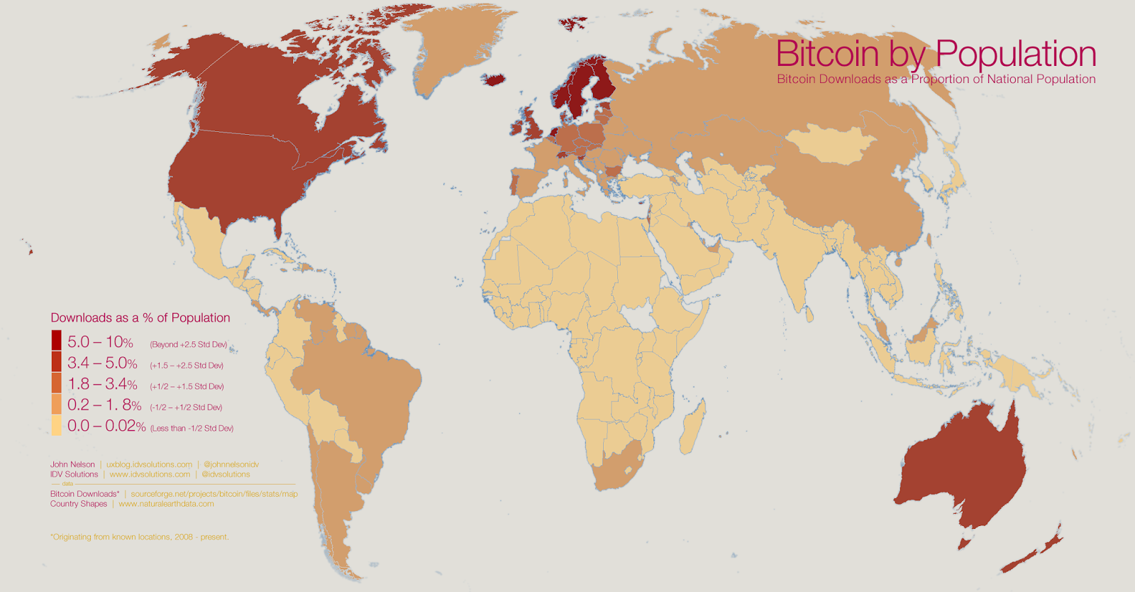 Bitcoin downloads by country, by operating system. : r/dataisbeautiful