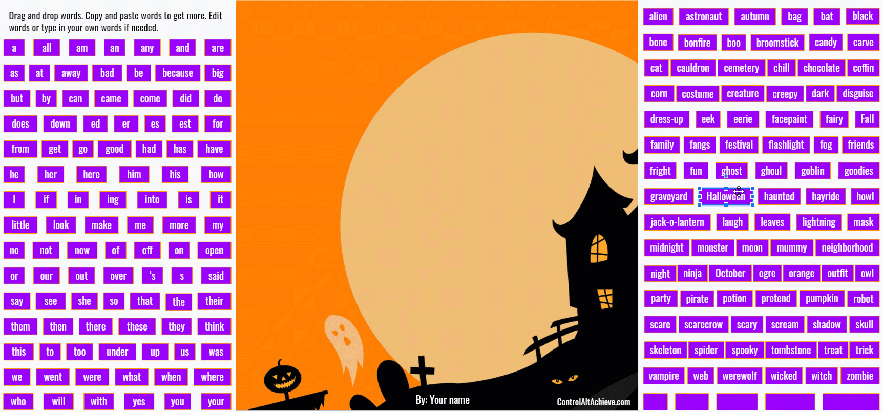 Control Alt Achieve: Halloween Drag and Drop Poetry with Google Drawings