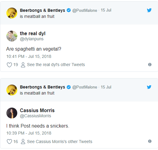 Rapper Post Malone Asked If Meatballs Are A Fruit And Twitter Went ...