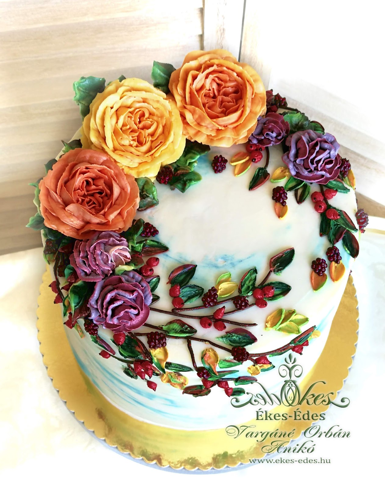 Ékes-Édes Tortadíszítés: Vajkrém virágos torta