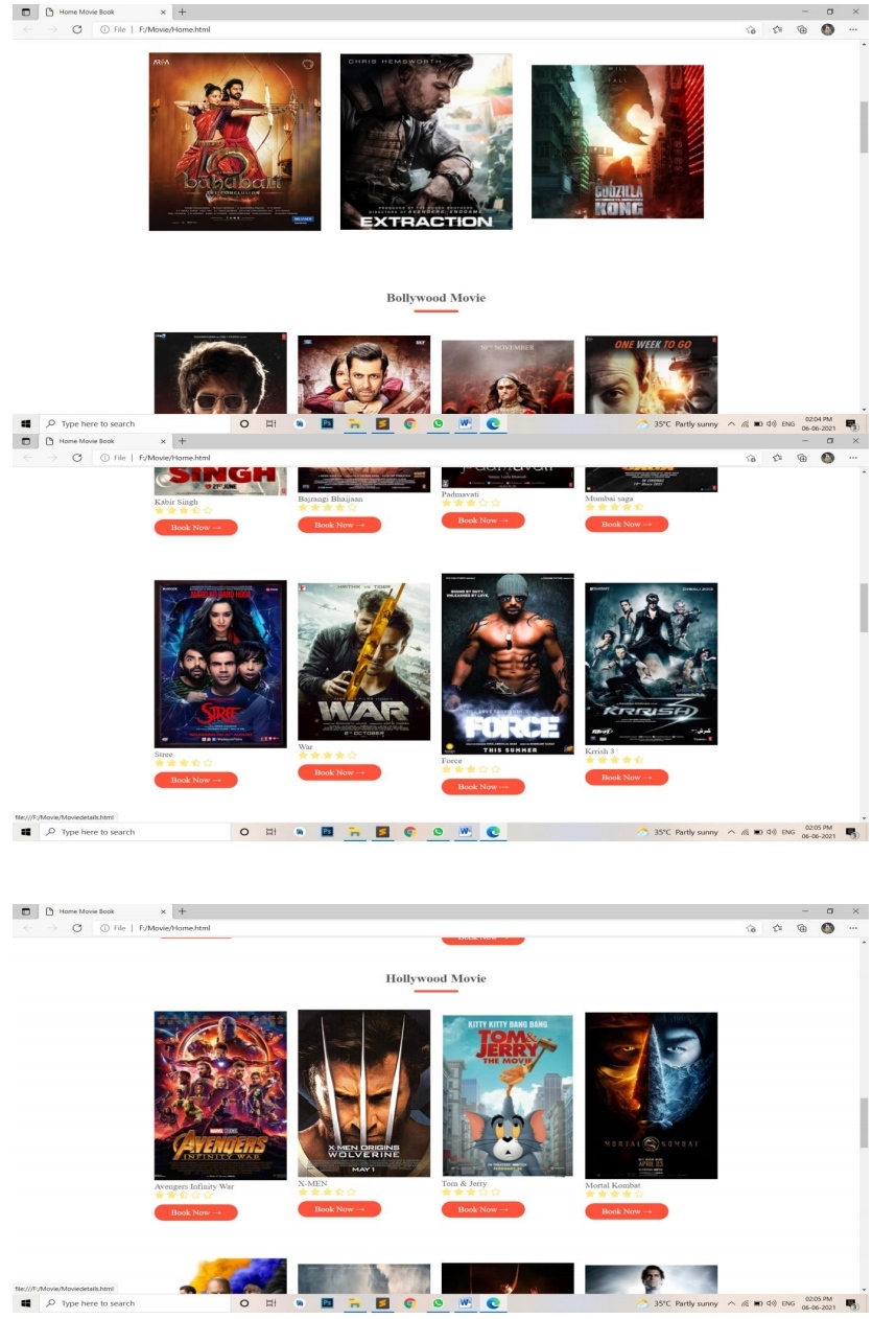 Online movie ticket booking system project on HTML CSS