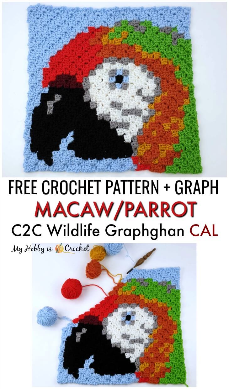 My Hobby Is Crochet: Macaw / Parrot C2C Square - Wildlife Graphghan CAL ...