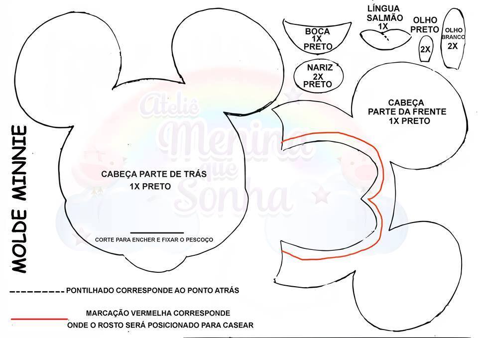 Mickey em Feltro com Molde para Fazer - Molde para Artesanato| Faça ...