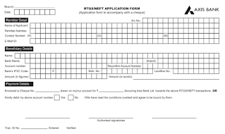 NEFT FORMS: AXIS BANK NEFT RTGS FORM