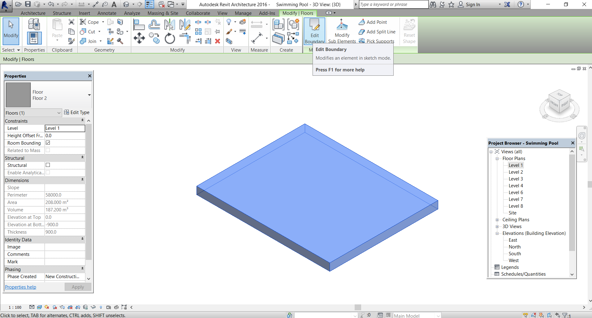 How to make Swimming Pool in Revit.