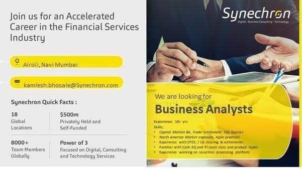 UDYOG ADDA: Synechron Technologies - Hiring Business Analysts / Java Big Data Developers
