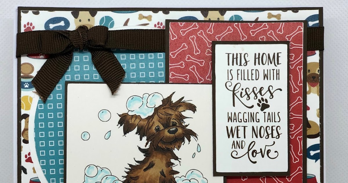 Whimsy Stamps Bath Dog / Dog Card / Copic Coloring