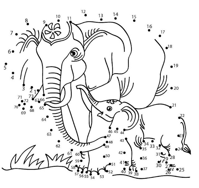 Elephants Dot to Dot Connect Worksheet