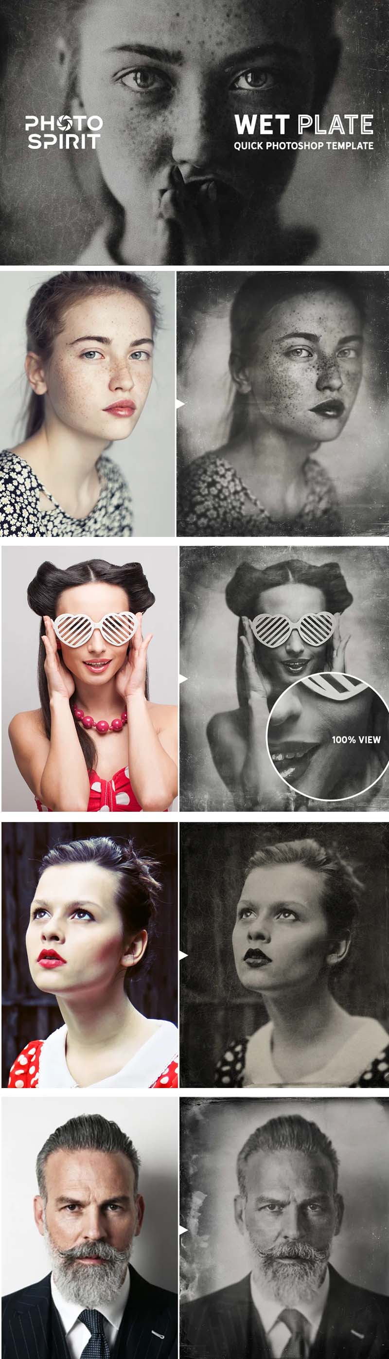 Free Download 16 WET PLATE Effect Photoshop Template - FreeGFX4u