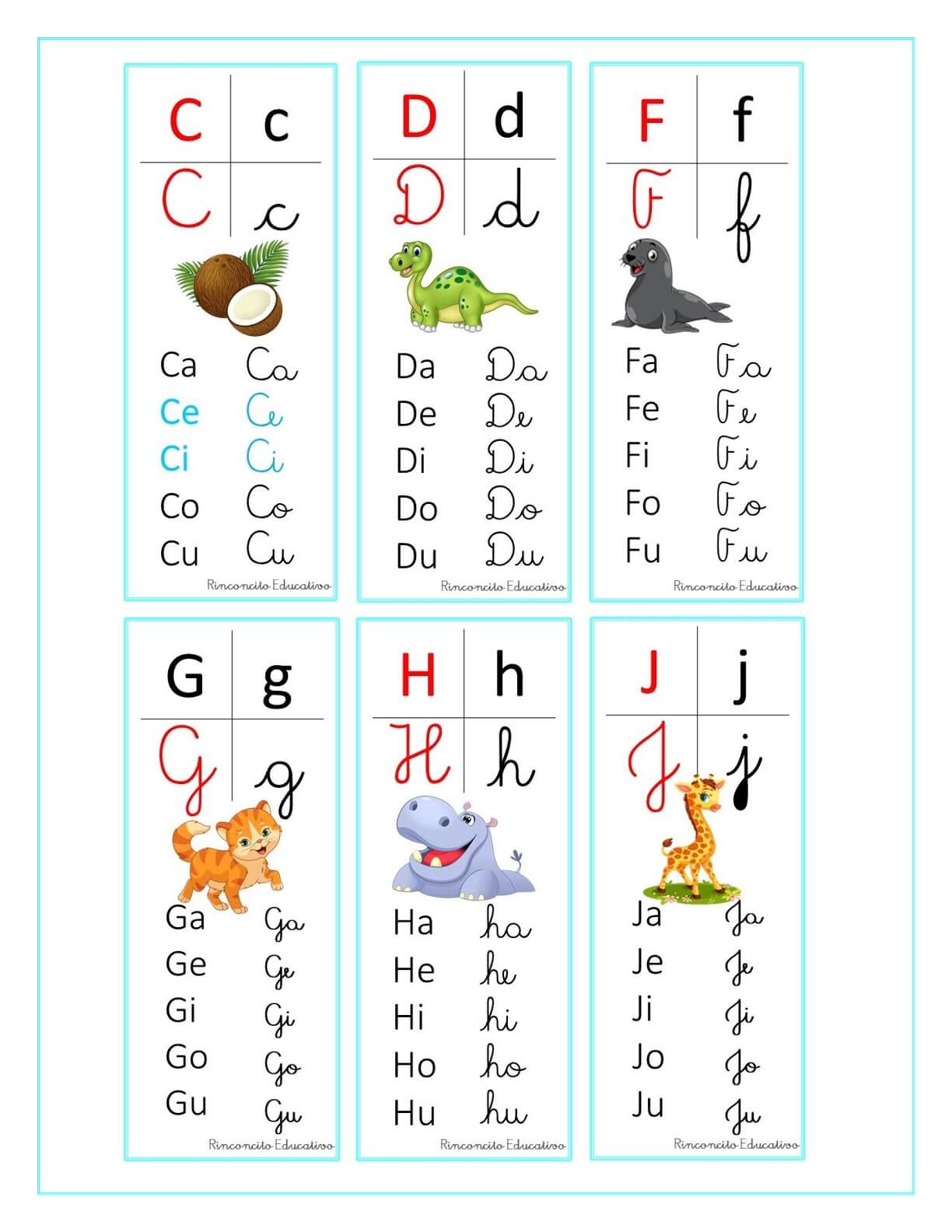 Silabario Letra Cursiva Para Imprimir - RETOEDU