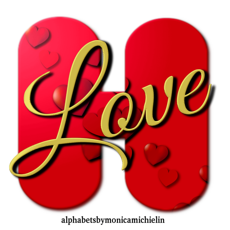 Monica Michielin Alphabets: 4-RED HEART TEXTURE GOLDEN 'LOVE' ALPHABET ...