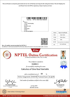 SWAYAM- NPTEL ONLINE CERTIFICATE COURSE HOLDERS 2019-20