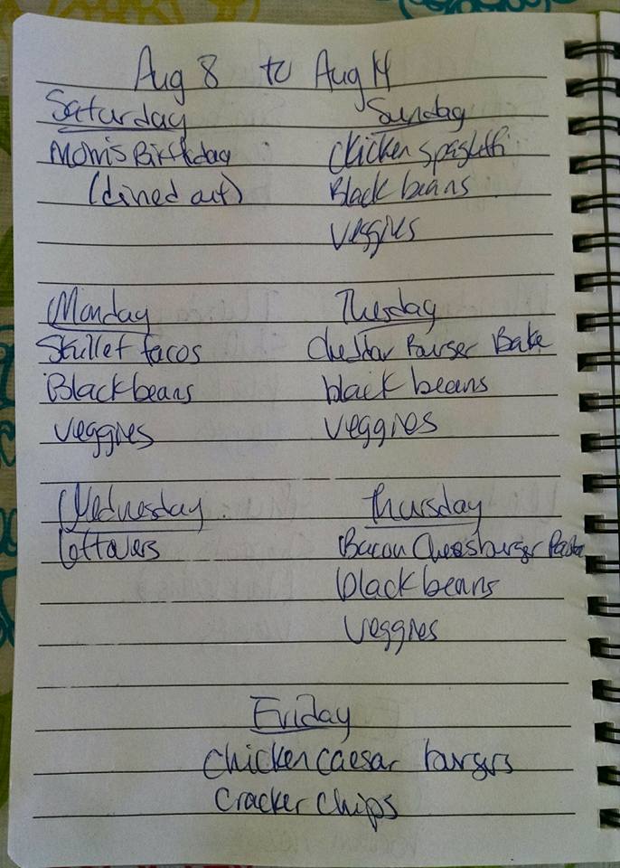 Hard does NOT equal Impossible!: Dinner Menu for August 8 to August 14