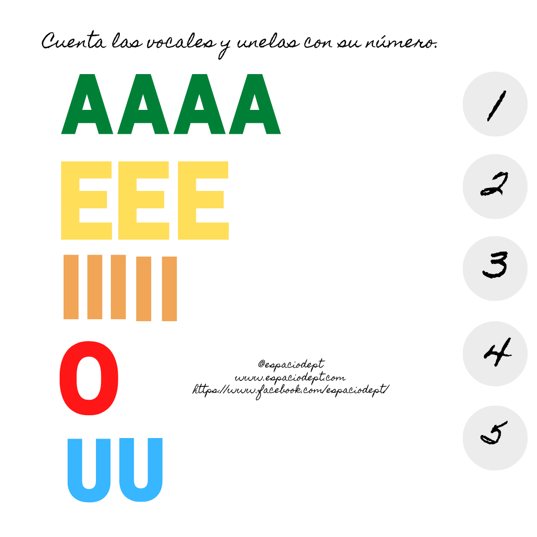 Espacio de PT: Fichas para trabajar las vocales y los números