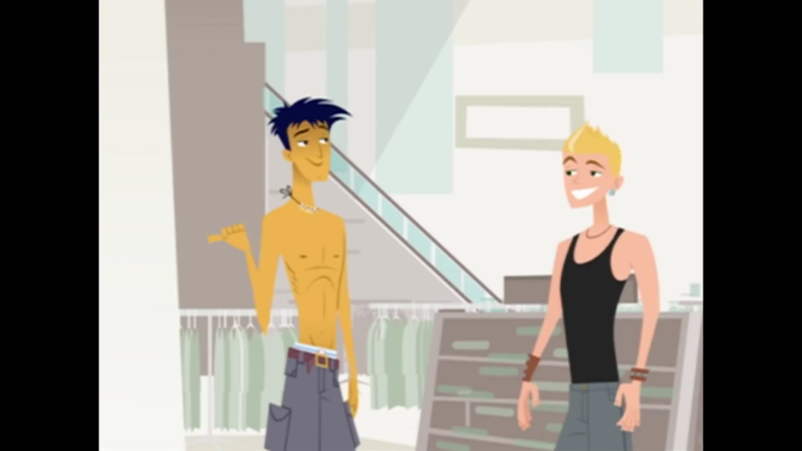 Shirtless Drawn Cartoon Boys & Men: Greeter God and Jonesy Garcia