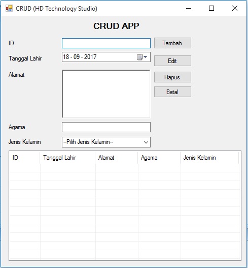 Membuat Program Aplikasi Crud Database Mahasiswa Dengan