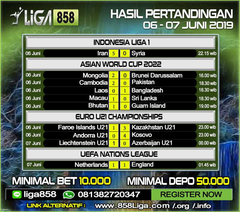 Hasil Pertandingan Sepak Bola 06 - 07 Juni 2019 | PREDIKSI SKOR BOLA Hasil Pertandingan Sepak Bola 06 - 07 Juni 2019 | PREDIKSI SKOR BOLA