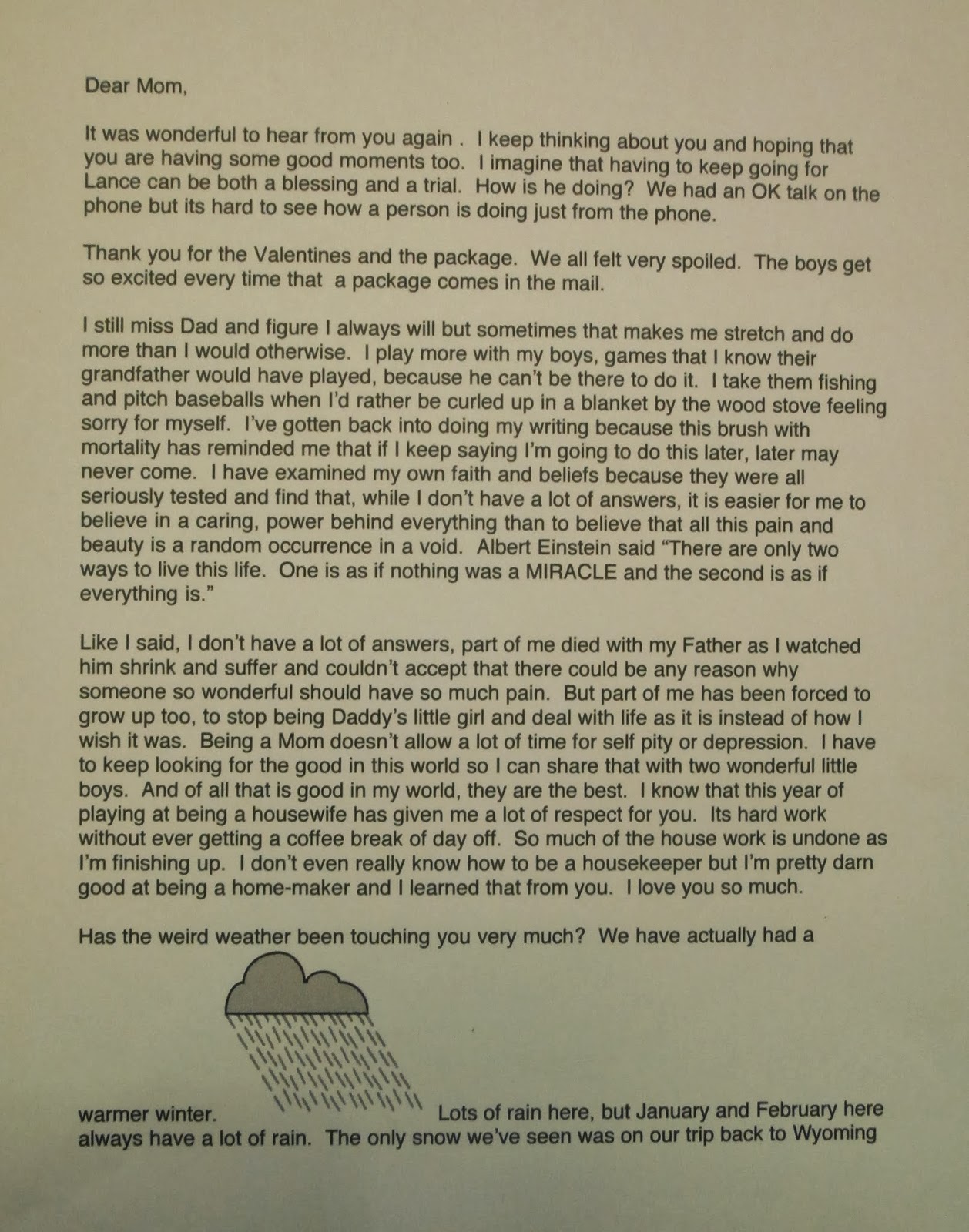 Echo's voice: 1998 - A letter to Mom, a year after Dad Died