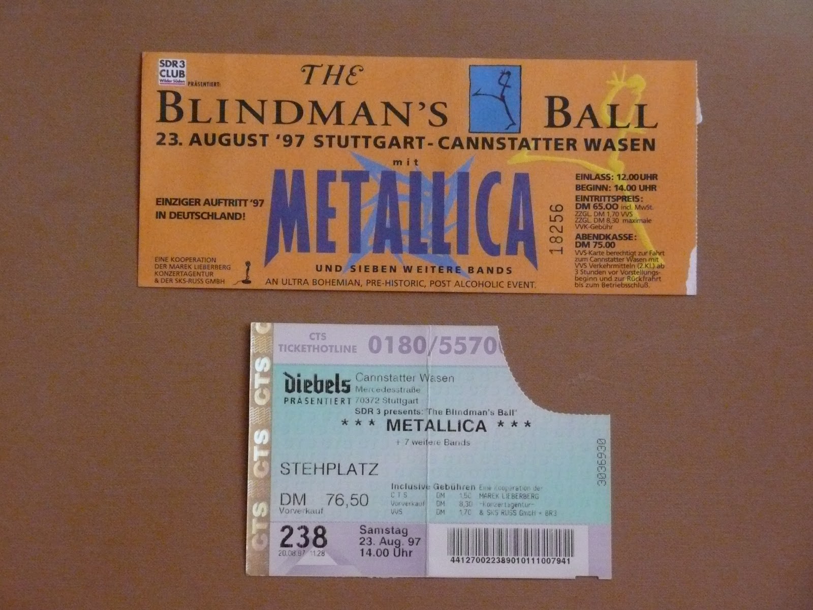 Metallica Tickets Collection: One concert - different tickets