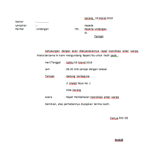 Contoh Format Undangan - Belajar | Tutorial Office