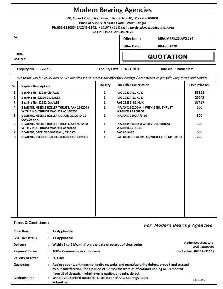 Quotation Designs Made from Software ~ Billing Software Guru