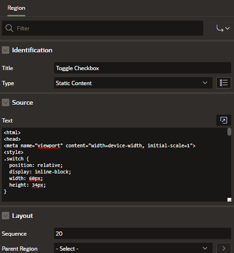 Universal Toggle Switch In Oracle Apex Using Html Css And Js