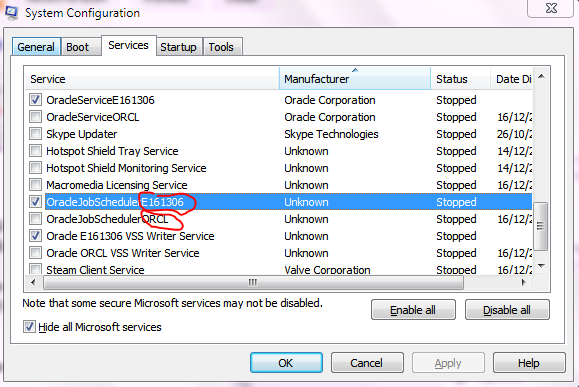 Error ORA-12505 oracle sql developer