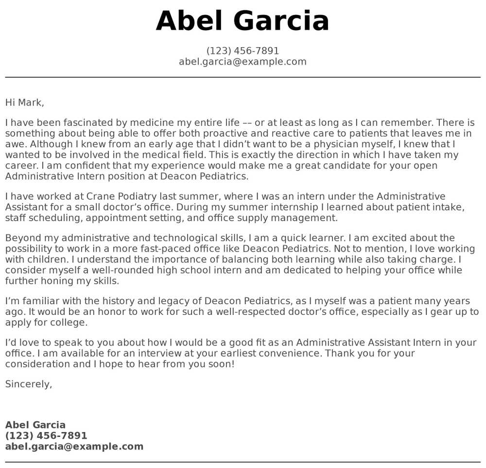 Cover Letter Template For High School Students ~ Resume Letter