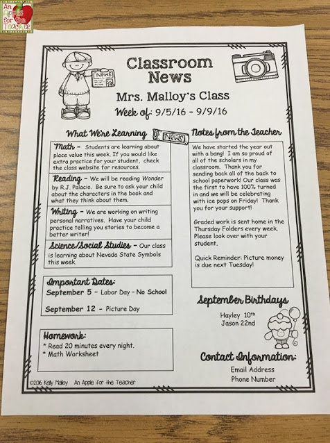 An Apple For The Teacher: Classroom Newsletter Writing Made Easy