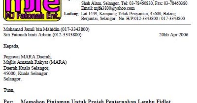 Contoh Surat Rasmi Permohonan Geran Tanah - KK Rumahxx