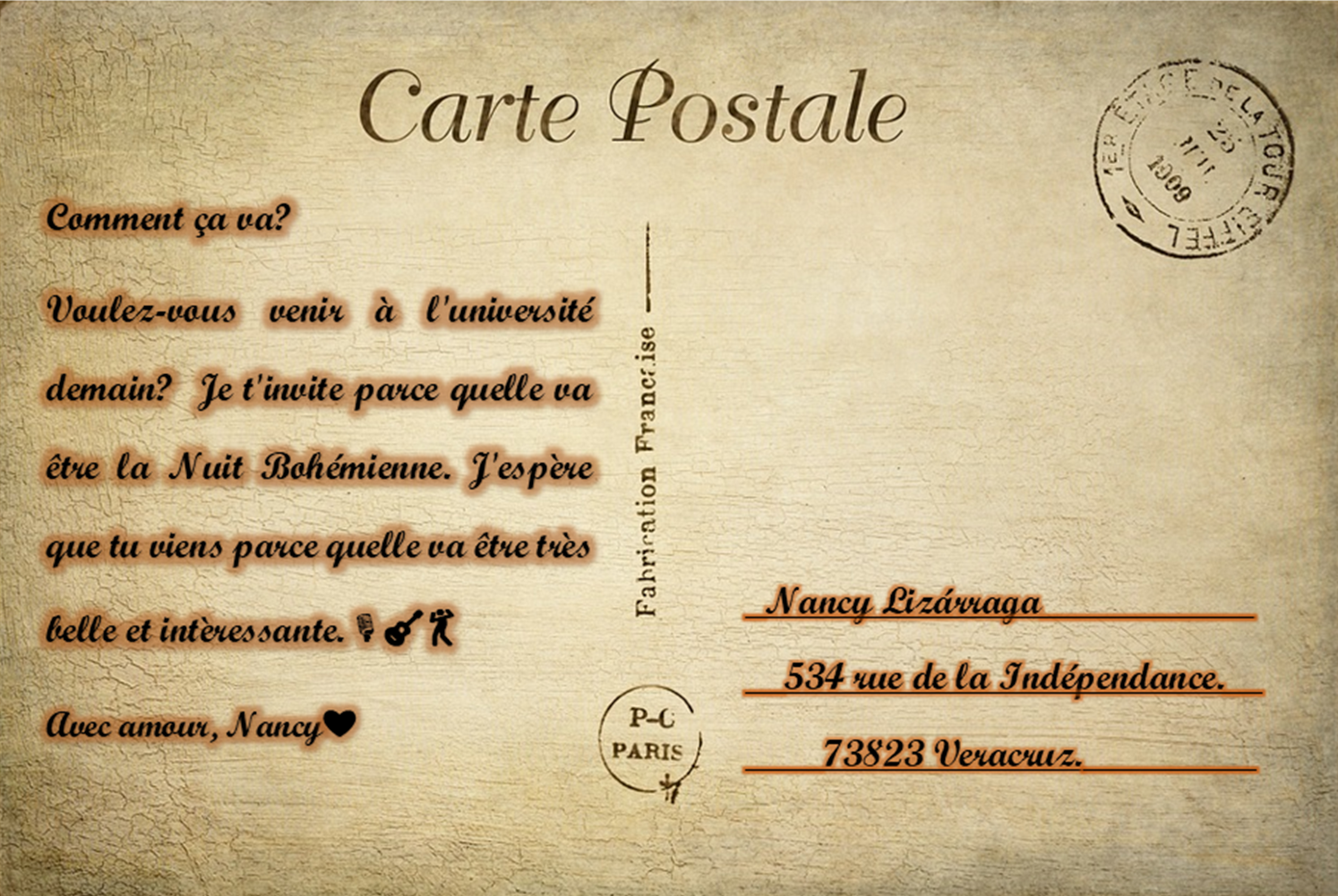 CARTE POSTALE.