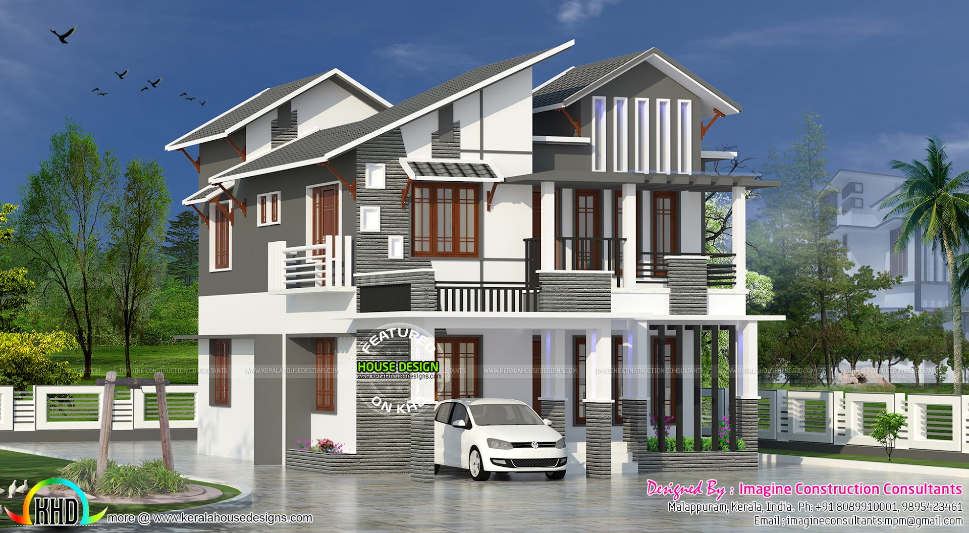 Mixed roof decorative home - Kerala Home Design and Floor Plans - 9K ...